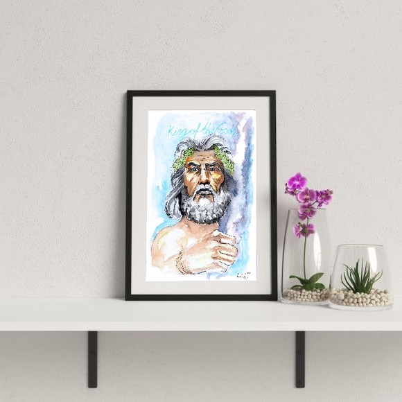 Wall Decor | Zeus Watercolor Painting Greek Mythology | Poshmark
